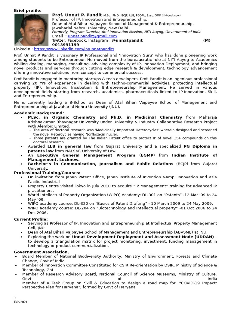 Unnat Pandit Profile | PDF