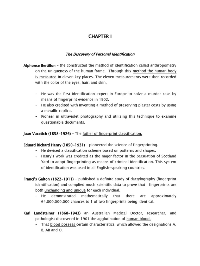 Forensic Identification Pioneers | PDF | Skin | Fingerprint