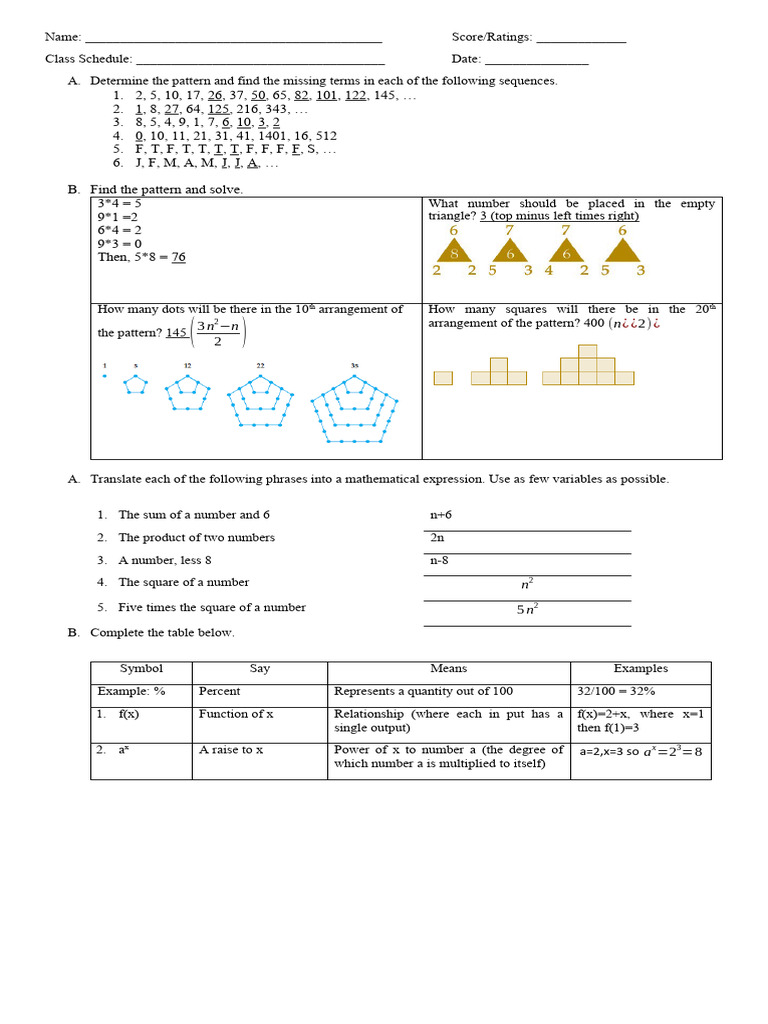 Problem Set Pattern | PDF | Logarithm | Numbers