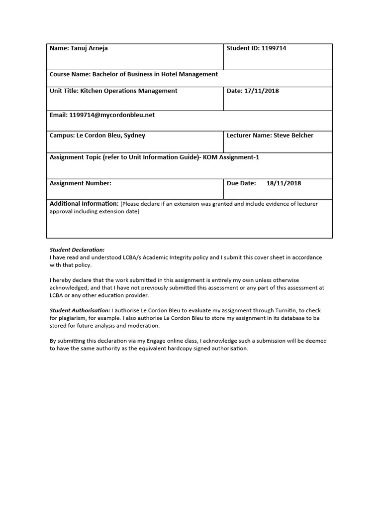 KOM Assignment-1 | PDF | Chef | Restaurants