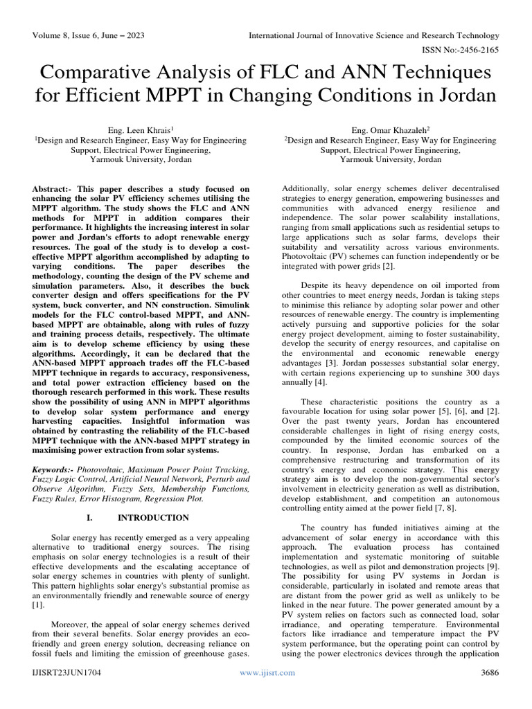 Comparative Analysis of FLC and ANN Techniques For Efficient MPPT in Changing Conditions in ...