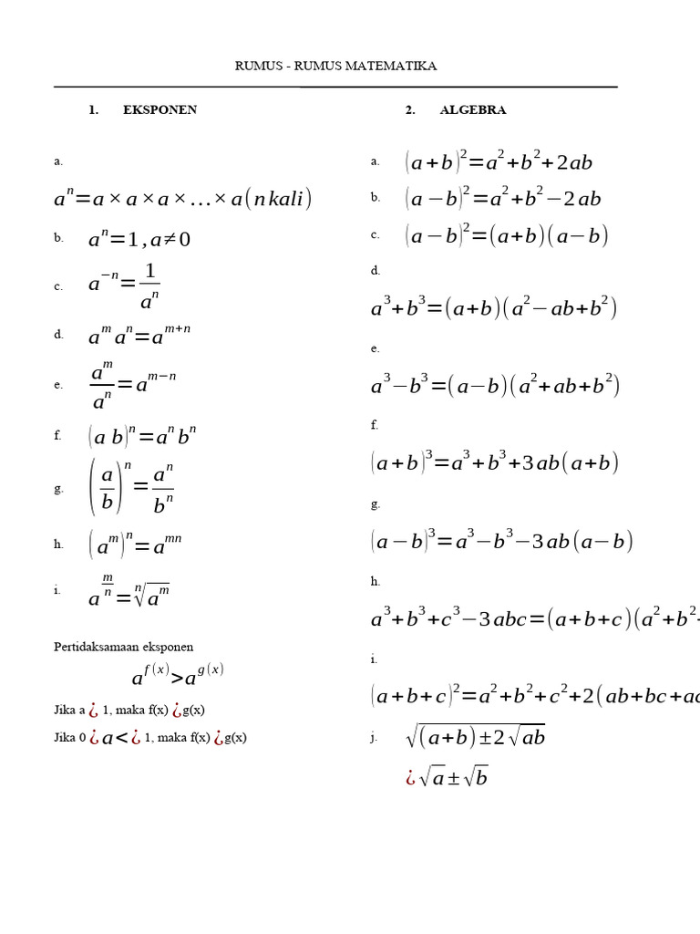 Rumus Matematika dan Pertidaksamaan | PDF