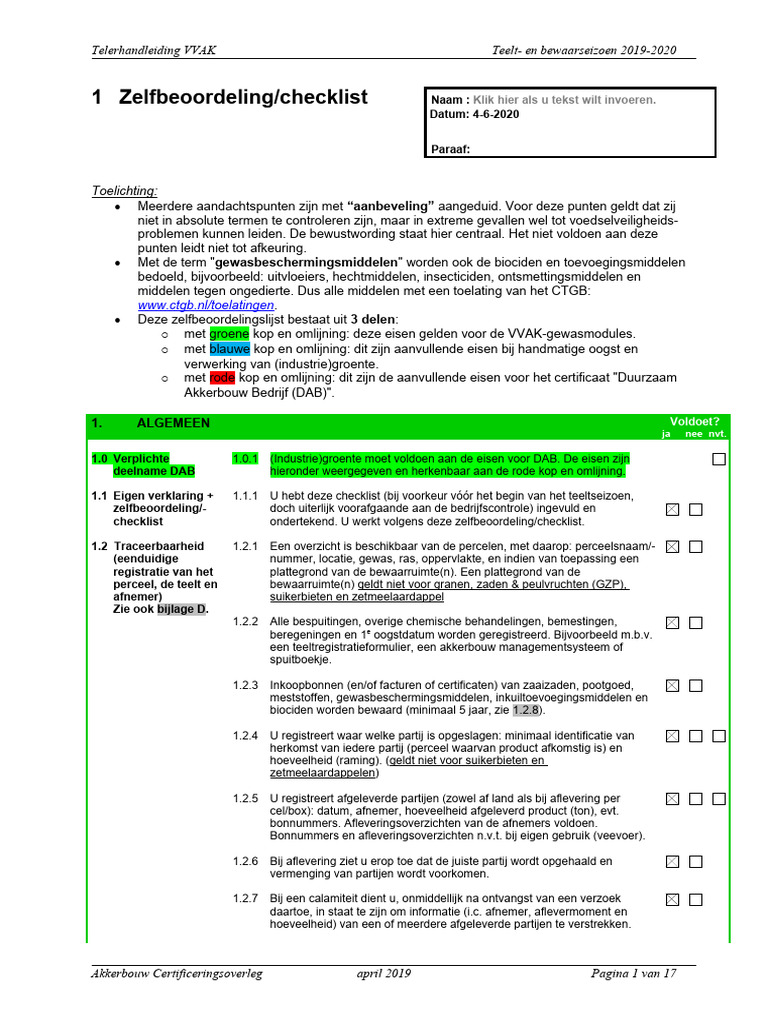 Checklist VVA 2019-2020 | PDF