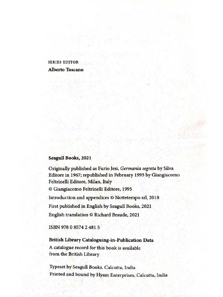 Furio Jesi - Secret Germany - Myth in Twentieth-Century German Culture ...