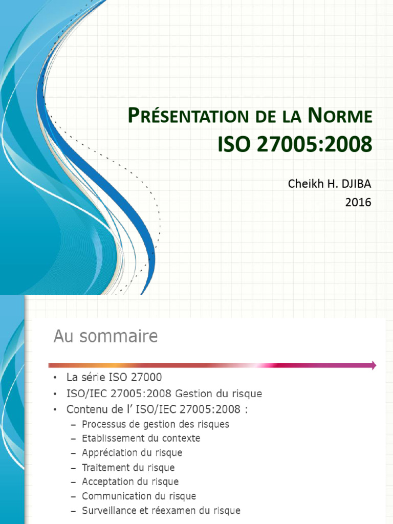 Présentation de La Norme ISO 27005 | PDF | Risque | Gestion des risques