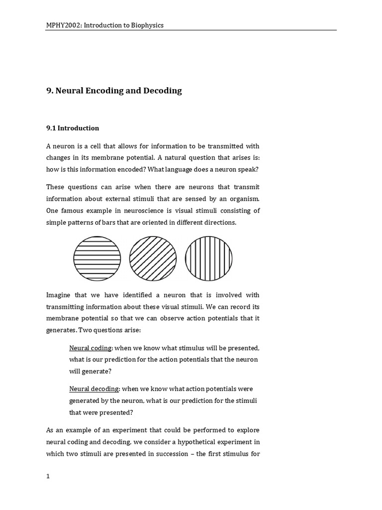Chapter 09 - Neural Encoding and Decoding | PDF
