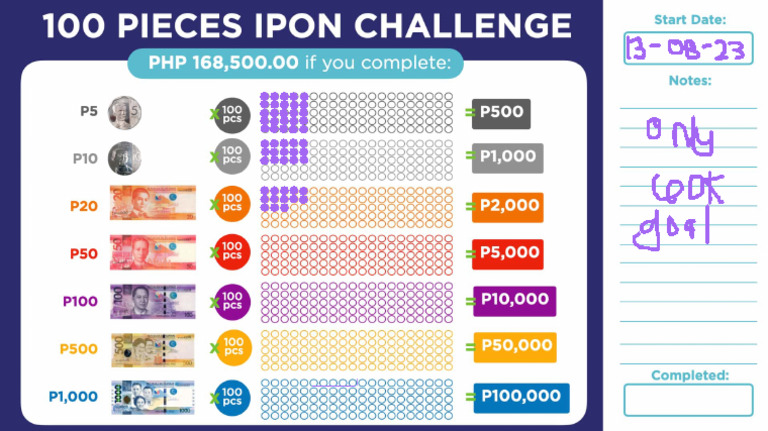 100-pieces-ipon-challenge-tracker | PDF