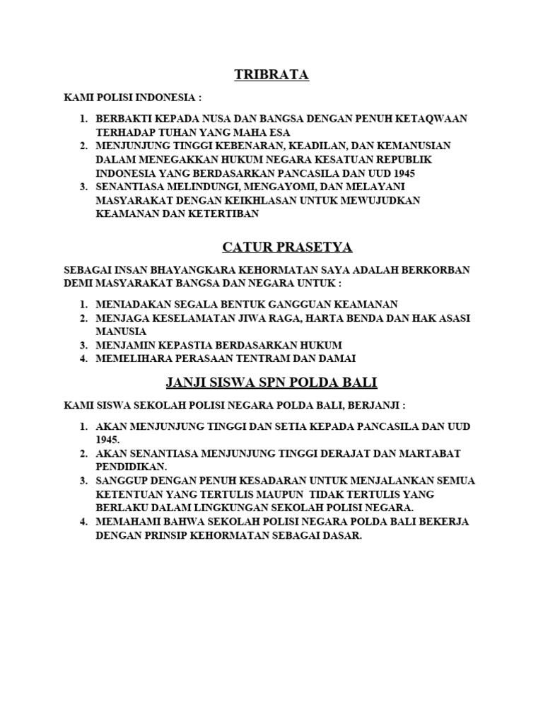 Tribrata Dan Catur Prasetya | PDF