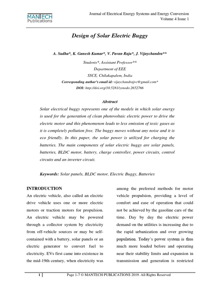 Design of Solar Electric Buggy | PDF | Photovoltaic System | Photovoltaics