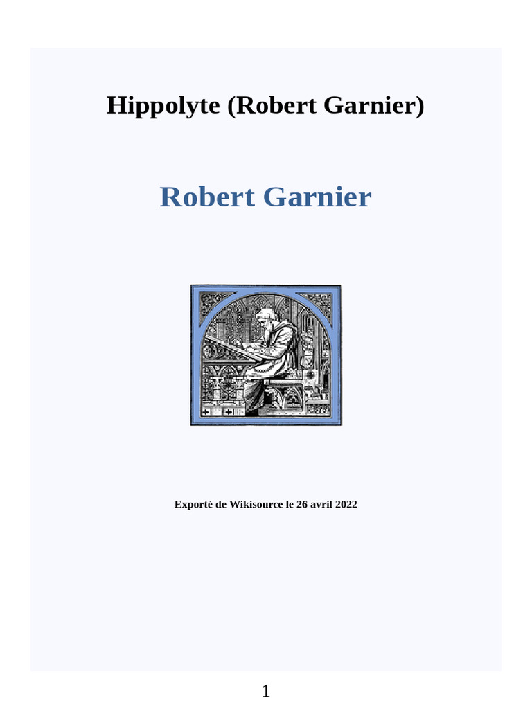 HIPPOLYTE, Robert Garnier | PDF | Droit | Poésie