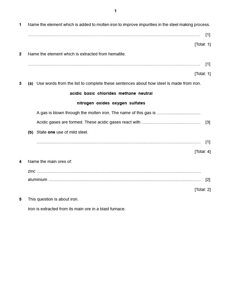 Extraction of Metals Iron | Download Free PDF | Blast Furnace | Iron