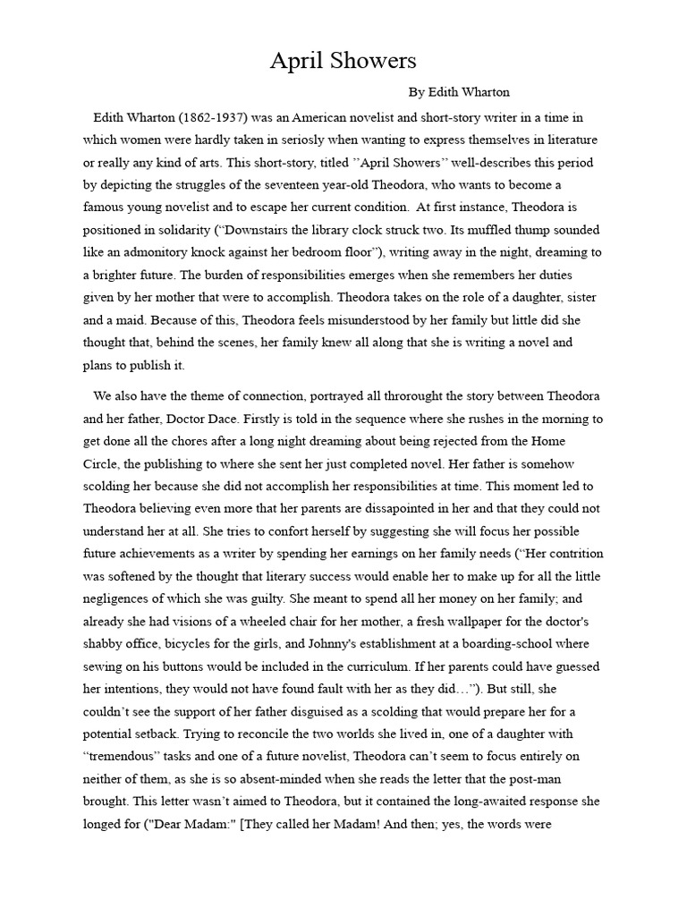 Interpretation On April Showers by Edith Warthon | PDF