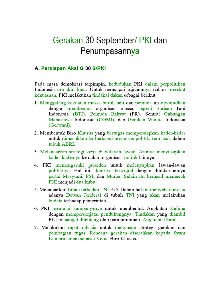 Persiapan dan Penumpasan G30S/PKI | PDF | Politik