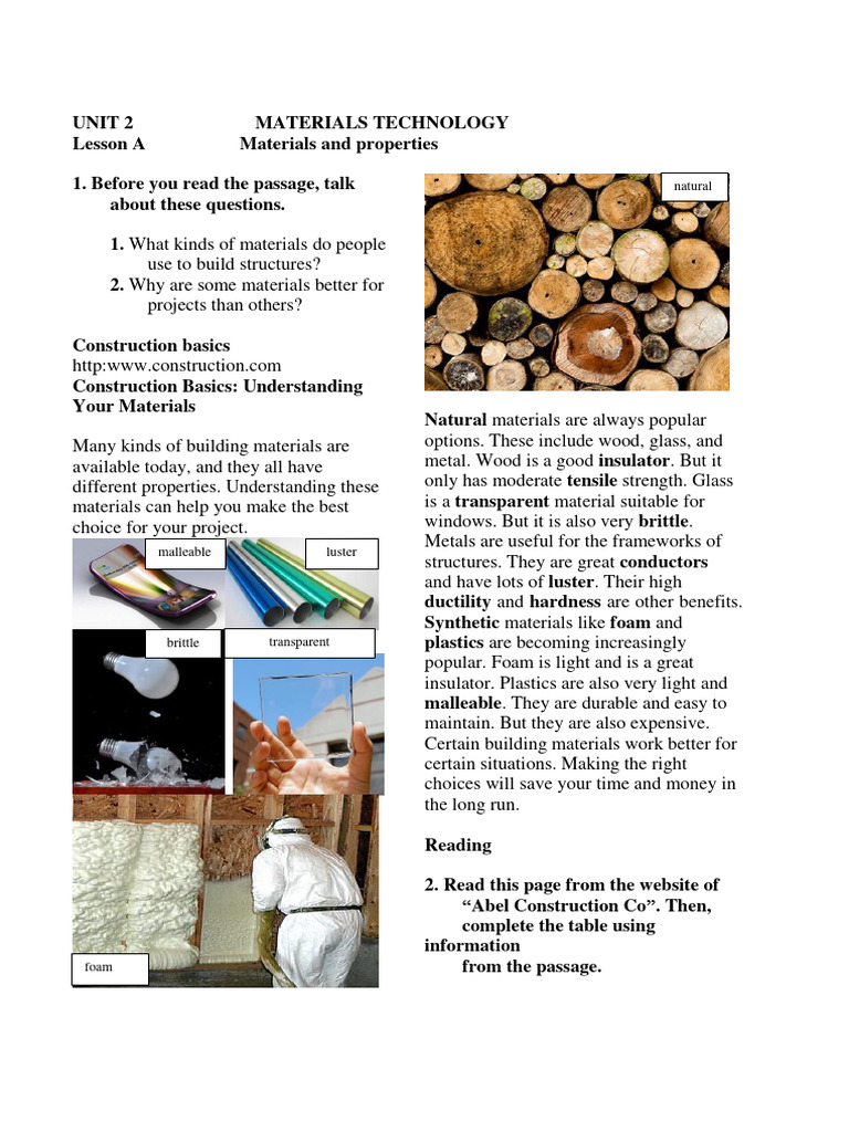Unit 2 Materials Technology | PDF | Deformation (Engineering) | Young's Modulus