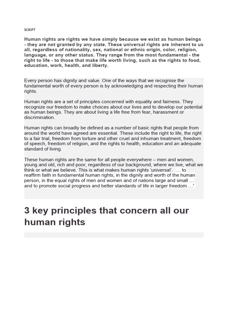 SCRIPT | PDF | Human Rights | Rights