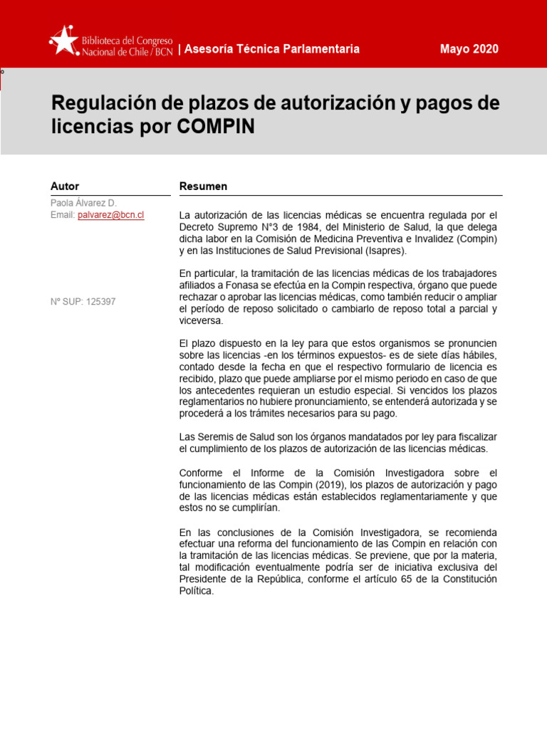 Plazos de Licencias Médicas por COMPIN | PDF | Gobernancia | Gobierno