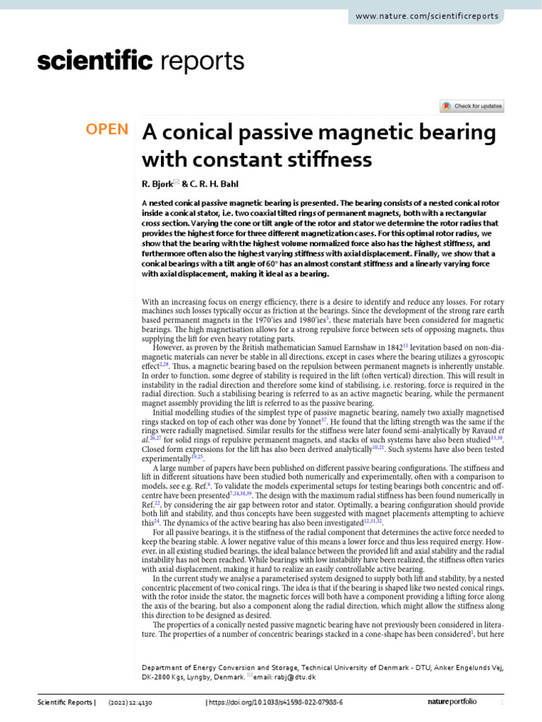 Passive Magnetic Bearing Conical | PDF | Bearing (Mechanical) | Force