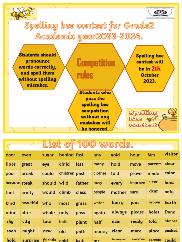 Grade 2 Spelling Bee Competition Rules | PDF