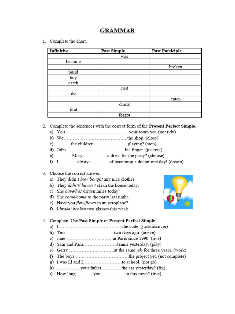 Past Simple Vs Present Perfect Simple Grammar Drills 10453 | PDF
