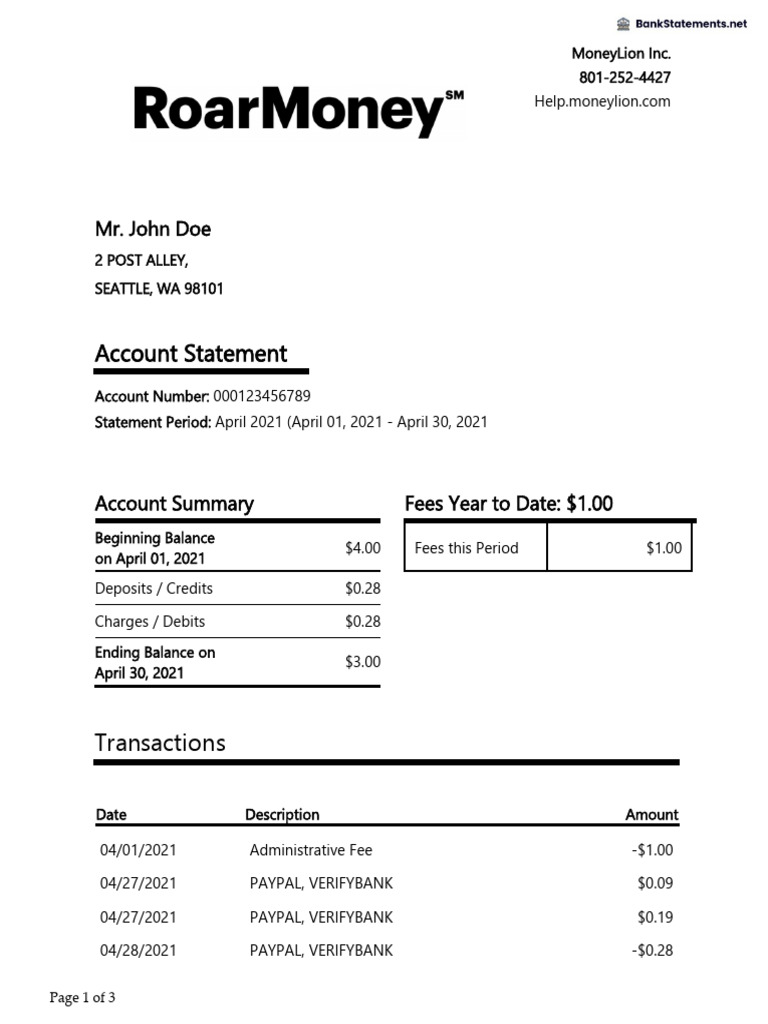 Account Statement: Mr. John Doe | PDF | Pay Pal | Credit Card