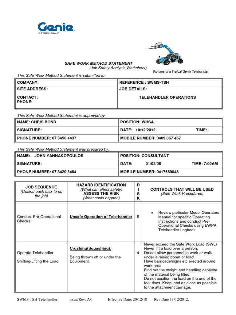 Genie Australia Operating Telescopic Handler | PDF | Risk | Elevator
