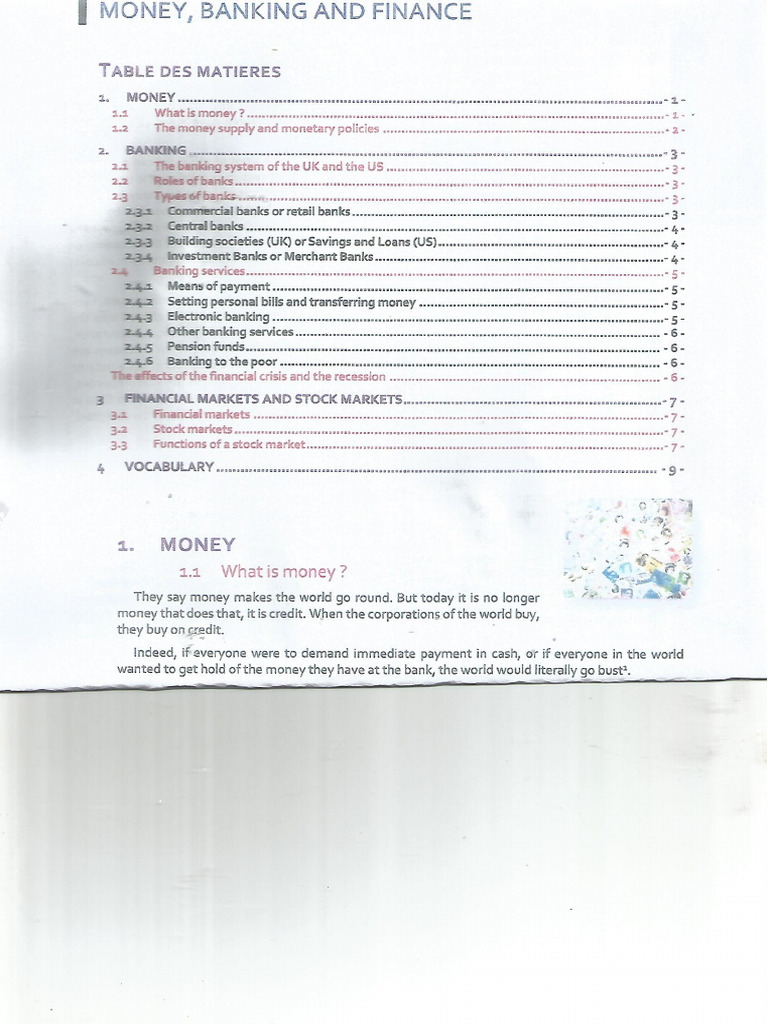 Money Banking Finance | PDF