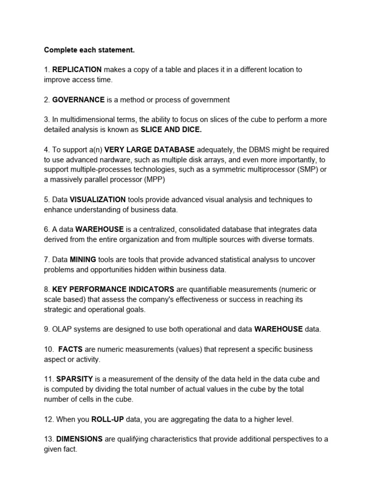 Database Quiz | PDF | Data Warehouse | Databases