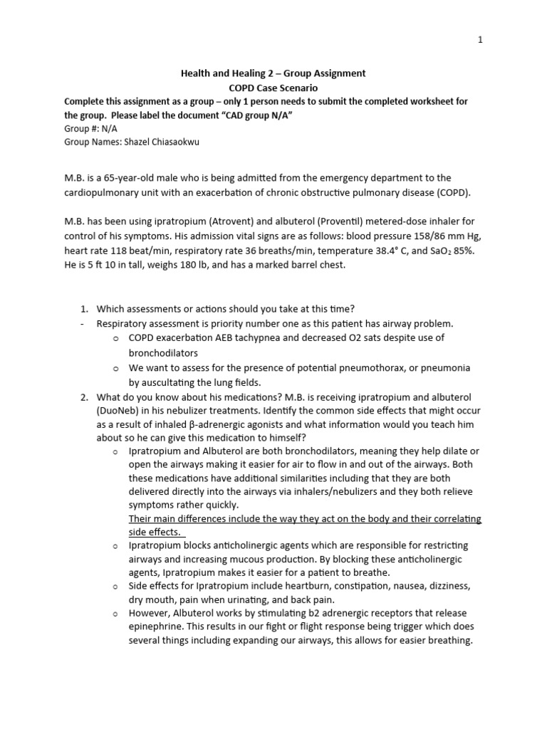 COPD Case Study | PDF | Chronic Obstructive Pulmonary Disease ...