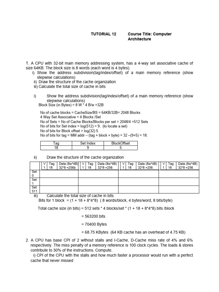 CA Tut12 ANS | PDF | Cpu Cache | Central Processing Unit