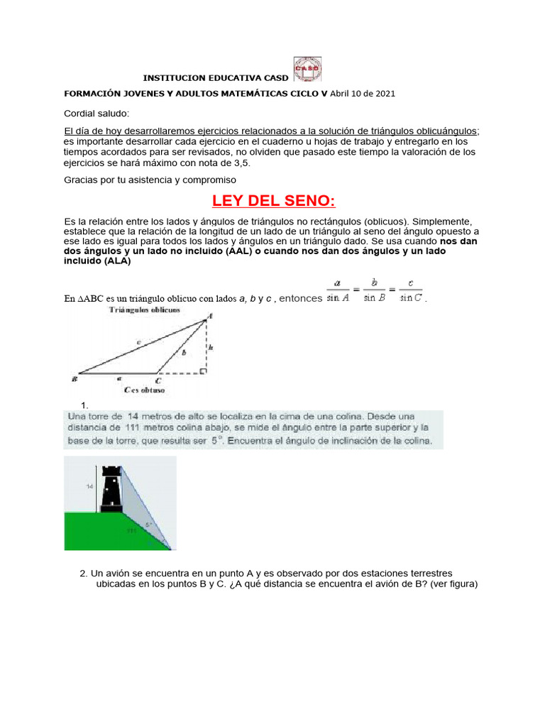 Ejercicios Resueltos 2 y 3 Ley Seno | PDF | Triángulo | Geometría triangular