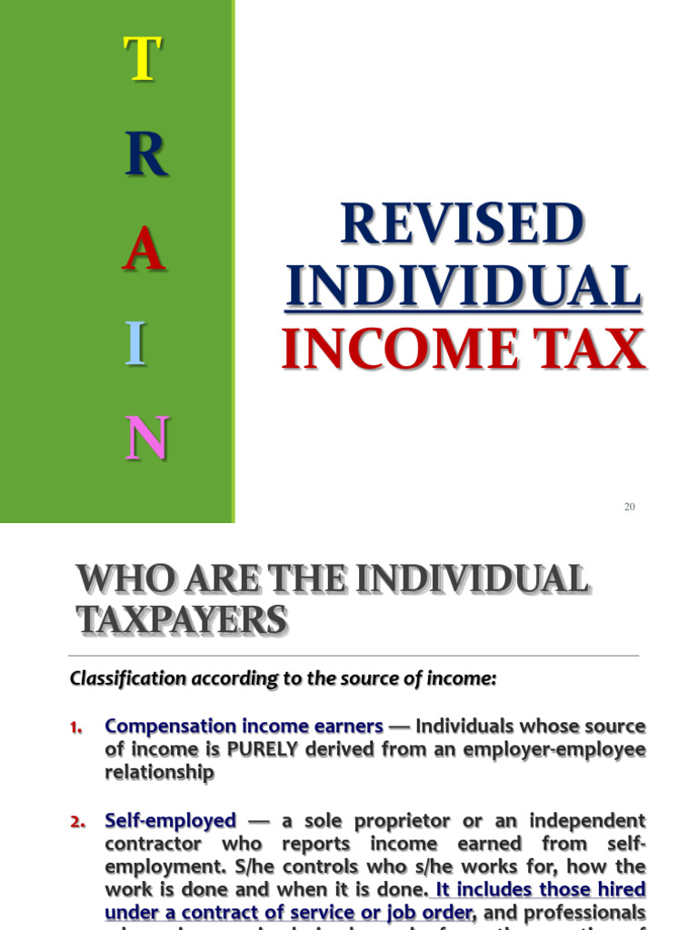 TRAIN LAW - Individual Income Taxation | PDF | Taxes | Capital Gains Tax