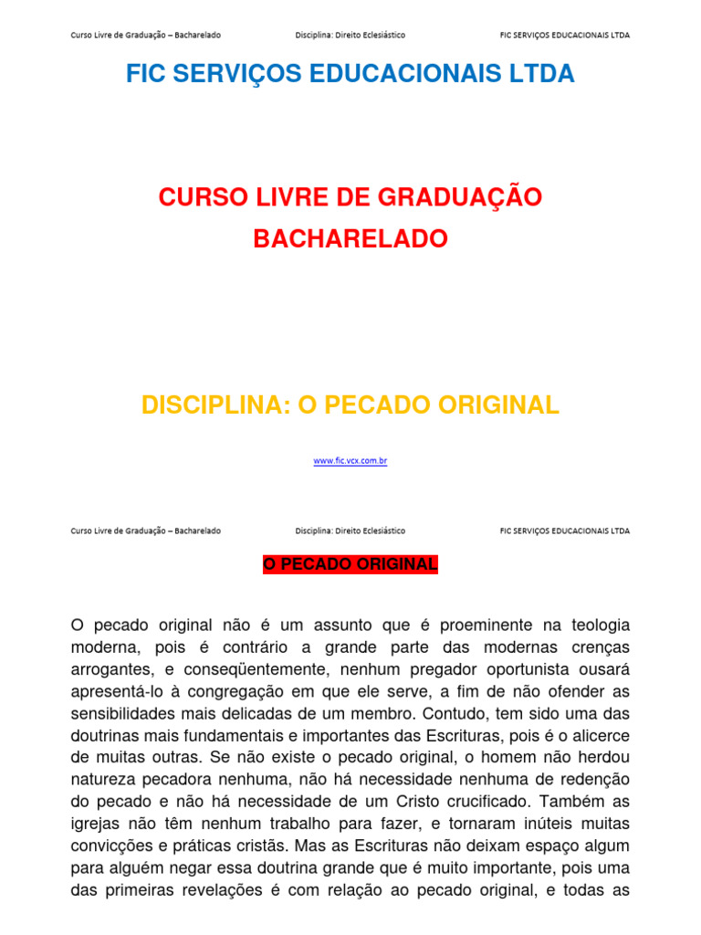 Pecado Original Pdf Adão E Eva Pecado