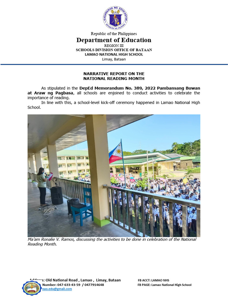 Consolidated Report 2022 National Reading Month | PDF | Learning | Behavior Modification