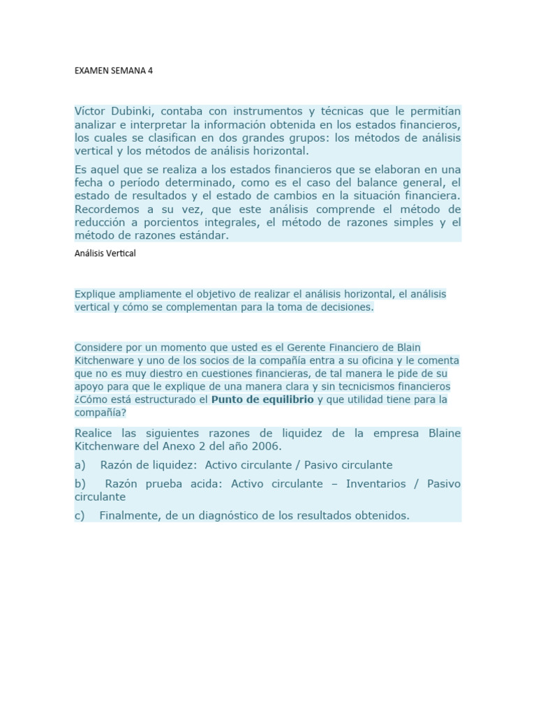 Examen Semana 4 SP FC | PDF