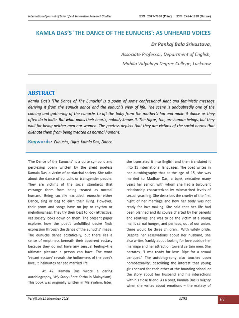 Kamla Das The Dance of The Eunuchs | PDF