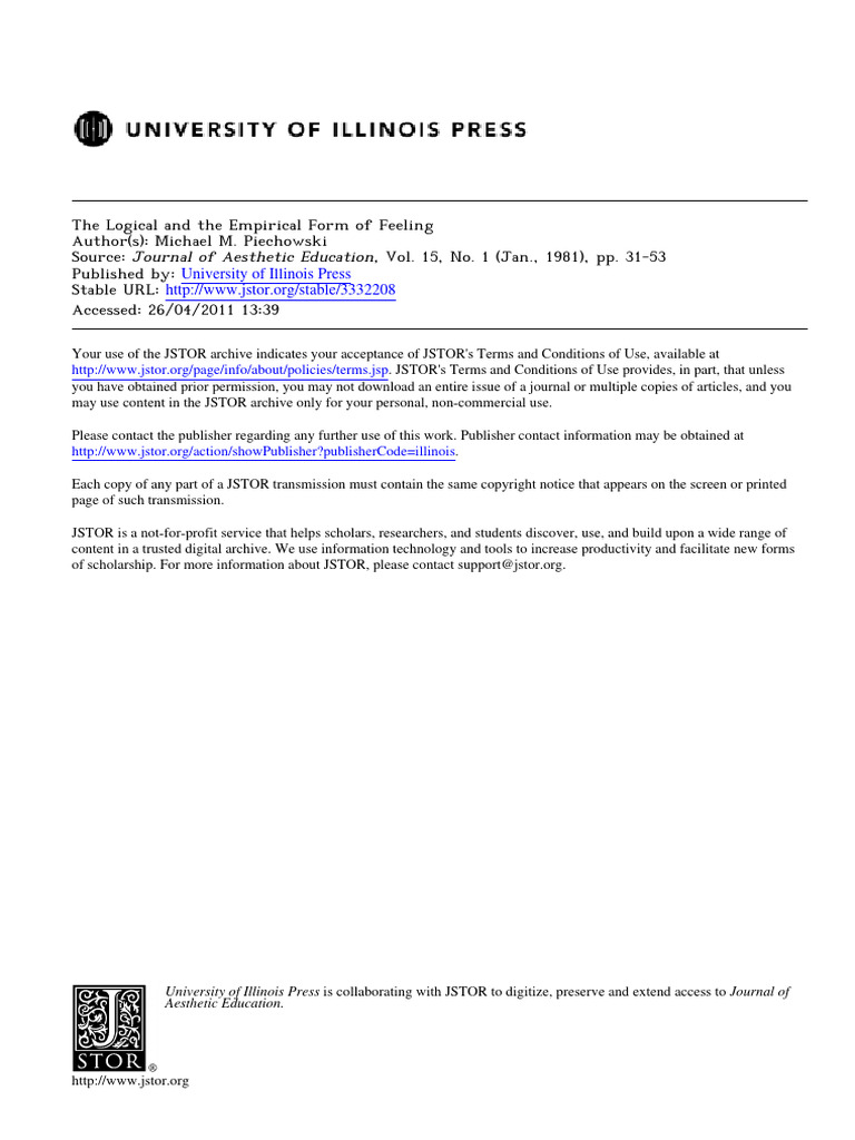 The Logical and Empirical Form of Feeling - Michael M. Piechowski | PDF ...