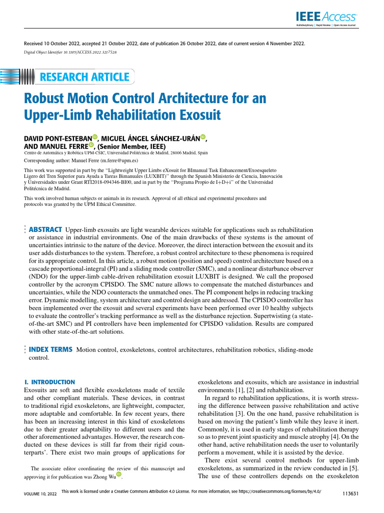Robust Motion Control Architecture For An Upper-Limb Rehabilitation ...