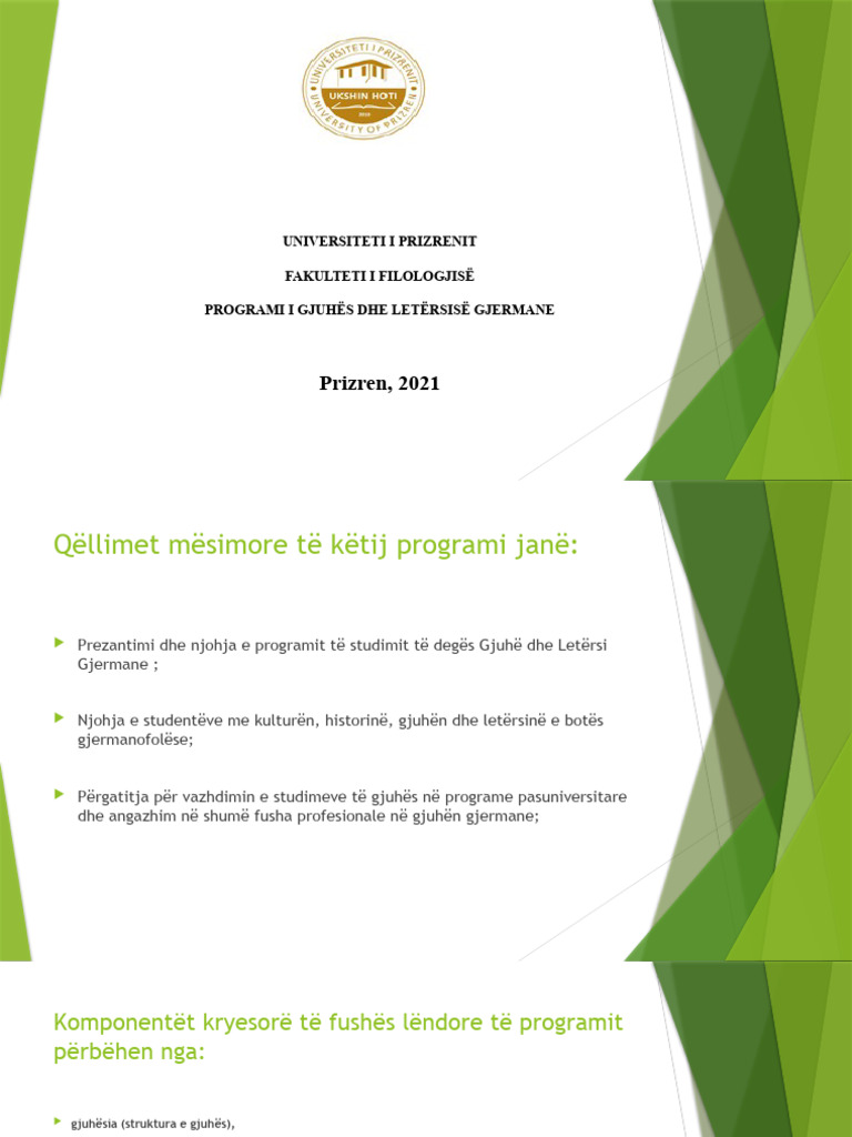 Prezantimi I Programit GJUHE Dhe LETERSI GJERMANE 2021 Ne Javen e ...