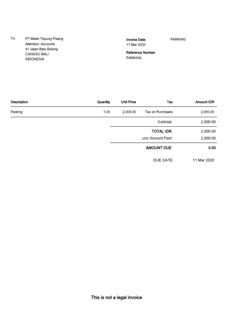 Invoice PARKING | PDF