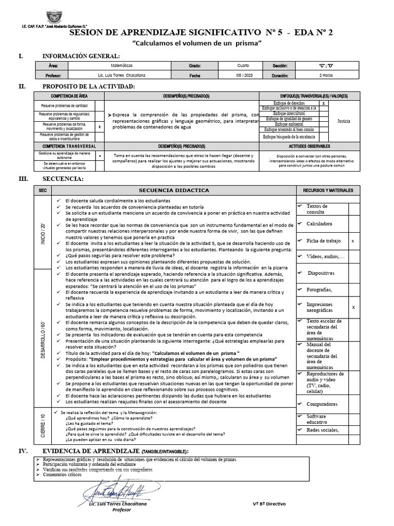 EDA 2 SESION5 4to 2023 Prismas | PDF | Aprendizaje | Evaluación