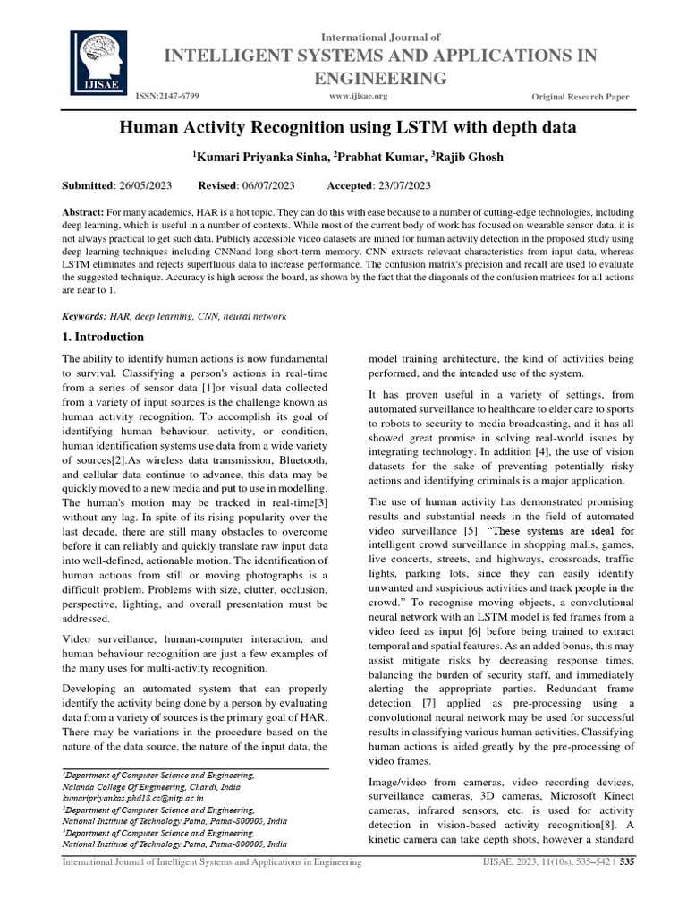 Human Activity Detection Using Deep 2 1 Pdf Deep Learning Artificial Neural Network
