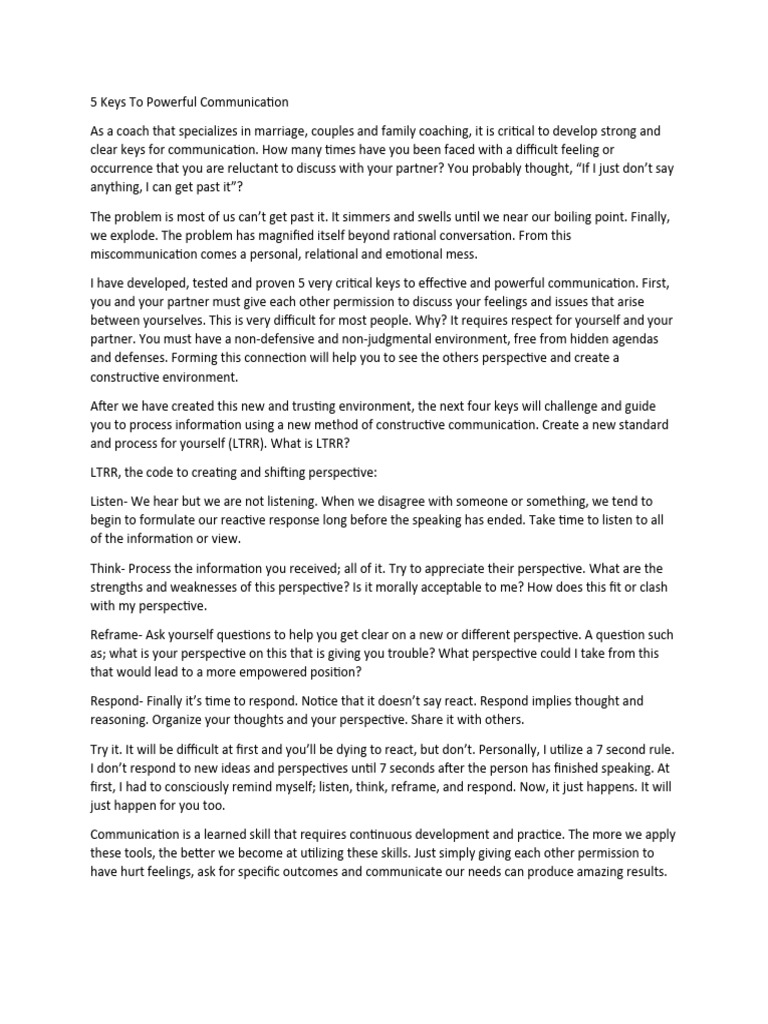 5 Keys to Effective Communication | PDF | Communication | Thought