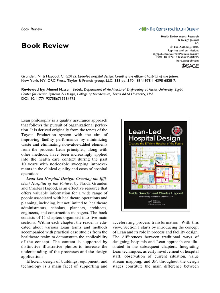Book Review: Lean-Led Hospital Design: Creating The Efficient Hospital ...