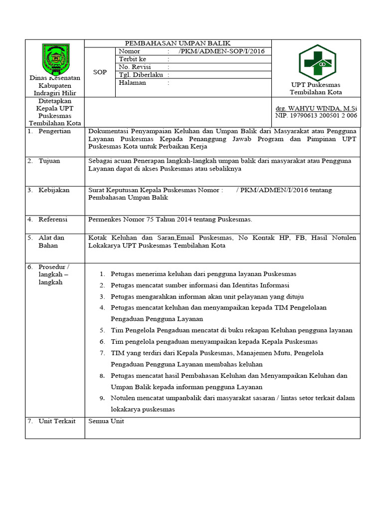 4.1.2.EP.3. SOP Pembahasan Umpan Balik | PDF