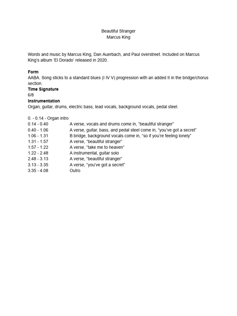 Beautiful Stranger Chords Overview | PDF