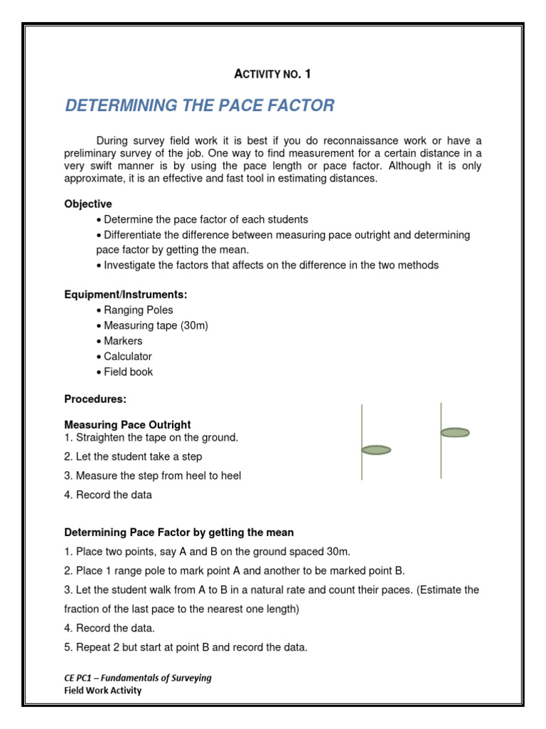 Calculating Pace Factor in Surveying | PDF | Surveying | Data