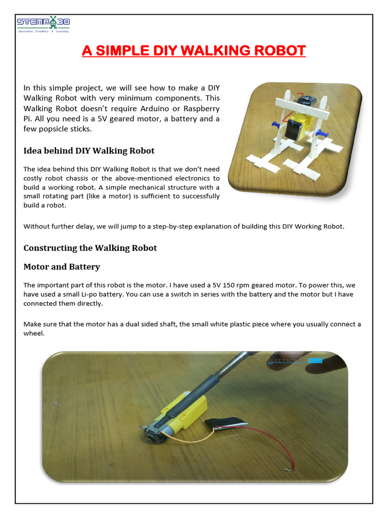 A Simple DIY Walking Robot | PDF | Manufactured Goods | Mechanical ...