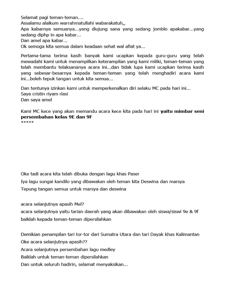 susunan acara mimbar seni | PDF