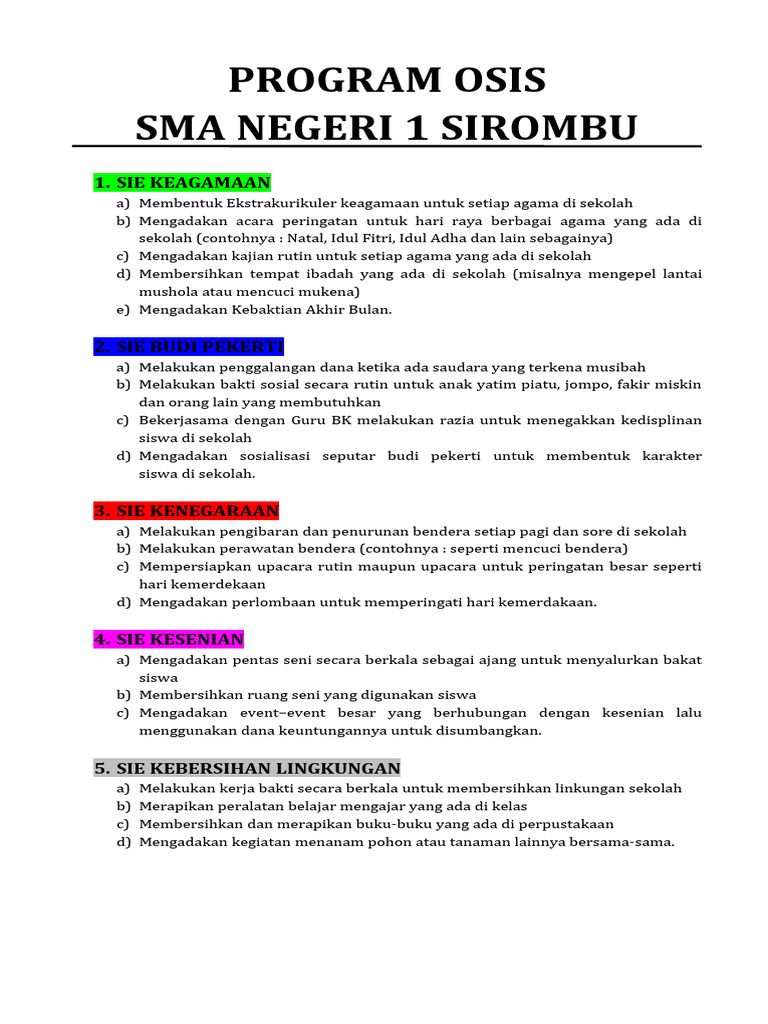 Program Kerja OSIS Keagamaan SMA | PDF