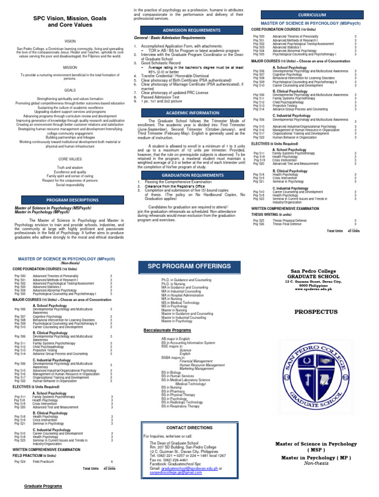 Brochure MSP and MP | PDF | Psychology | Psychotherapy